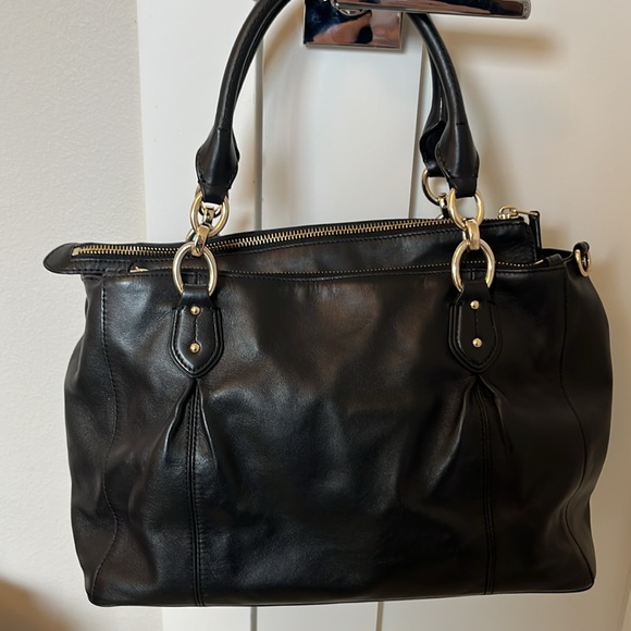 Coach | Bags | Coach Colette Black Leather Carryall Satchel Crossbody ...
